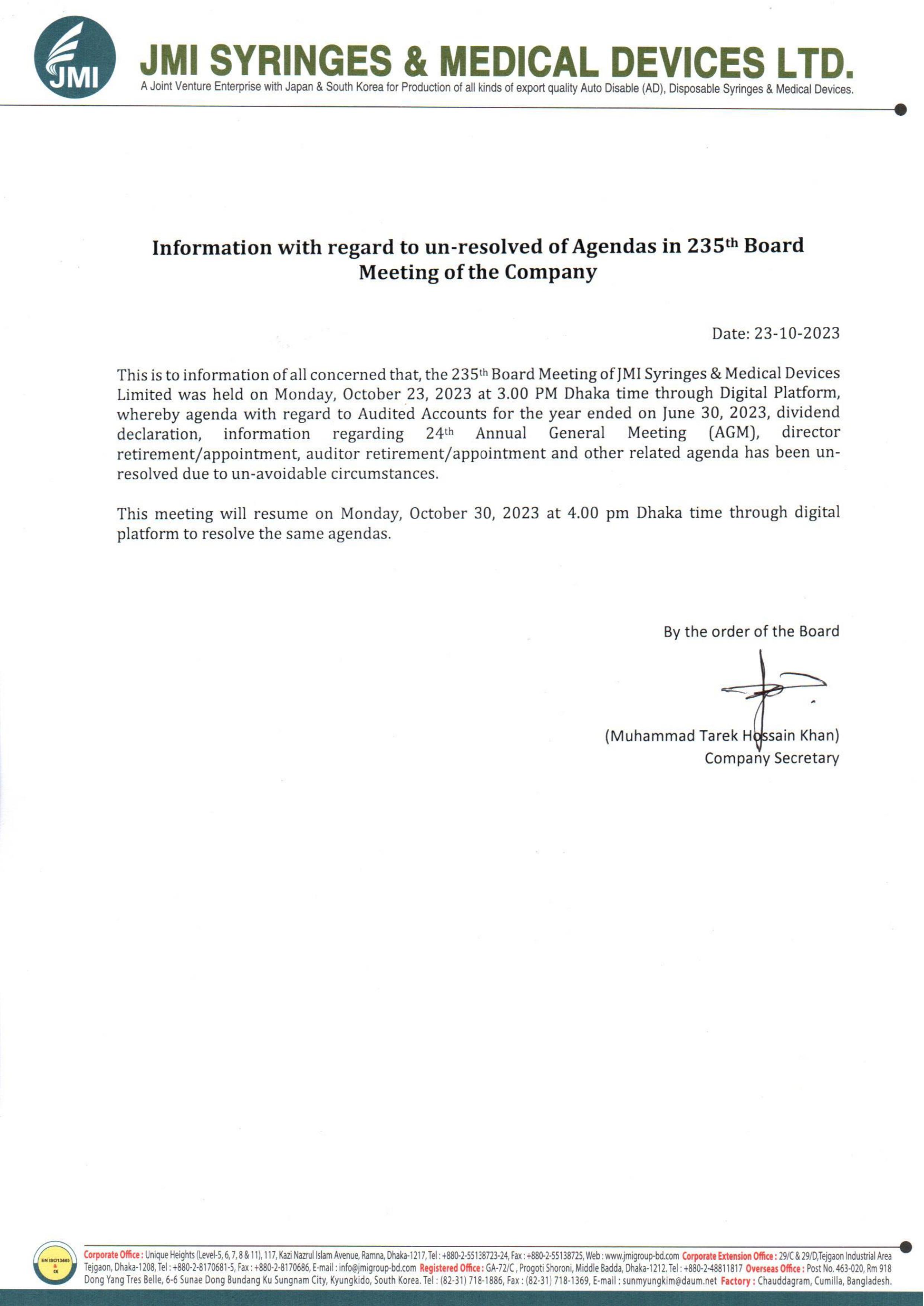 JMI Syringes & Medical Devices Ltd