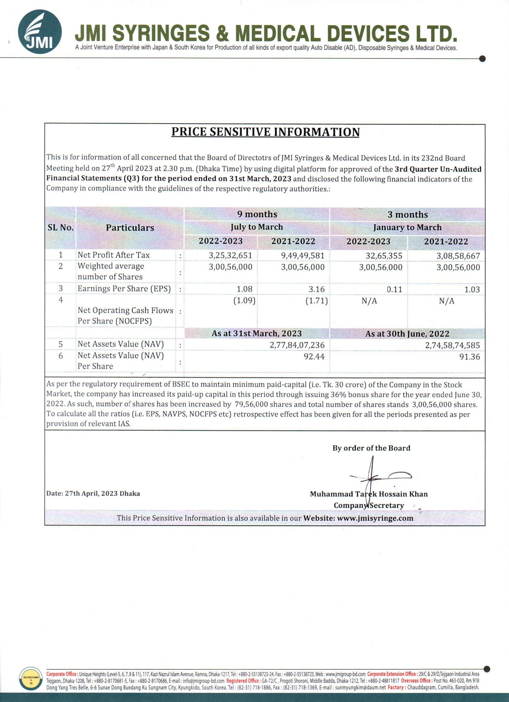 JMI Syringes & Medical Devices Ltd